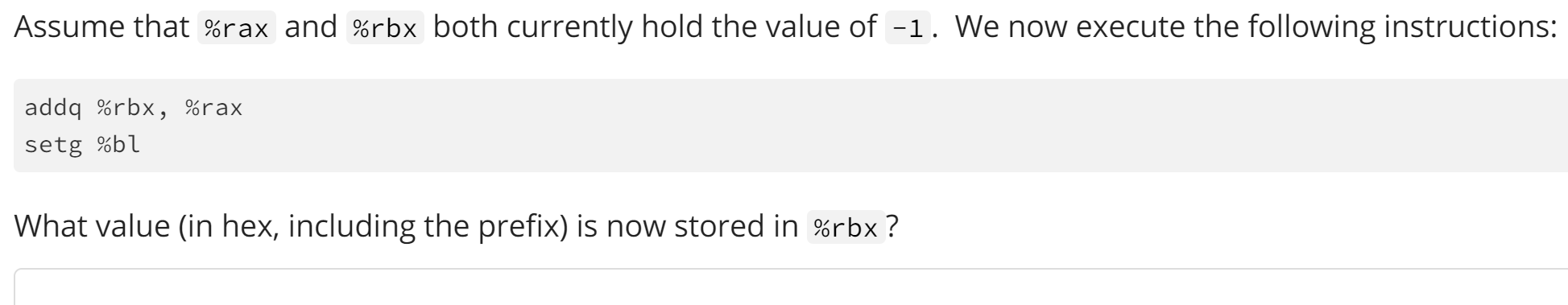 Solved Assume that \%rax and \%rbx both currently hold the | Chegg.com