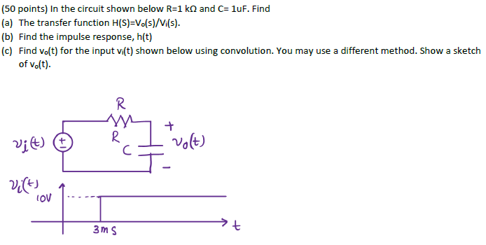 Solved (50 points) In the circuit shown below R=1kΩ and | Chegg.com