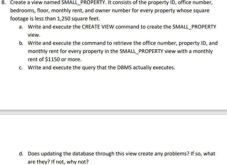 Solved I Need Help With Creating A Sql View 8 Create 3515