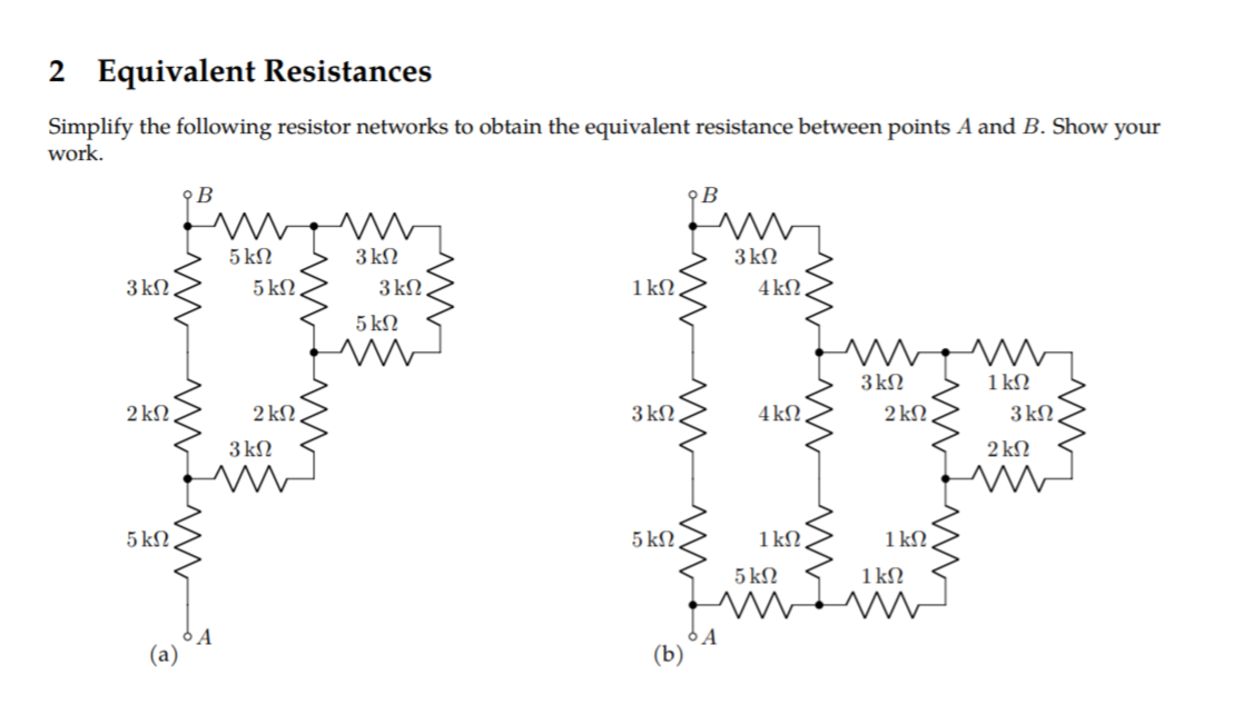 Solved 2 Equivalent Resistances Simplify the following | Chegg.com