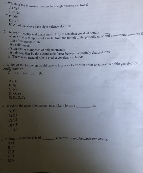 Solved A) Napt the following does not have eight valence | Chegg.com