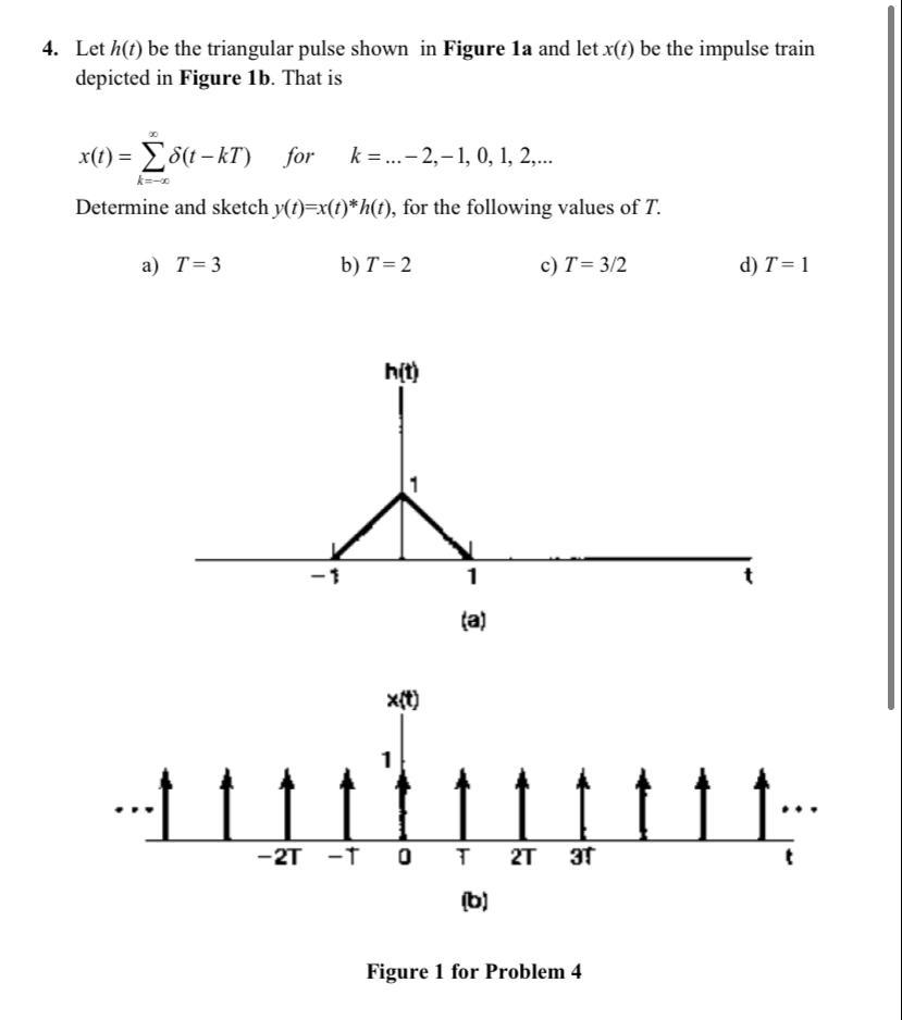 Solved 4. Let h(t) be the triangular pulse shown in Figure | Chegg.com