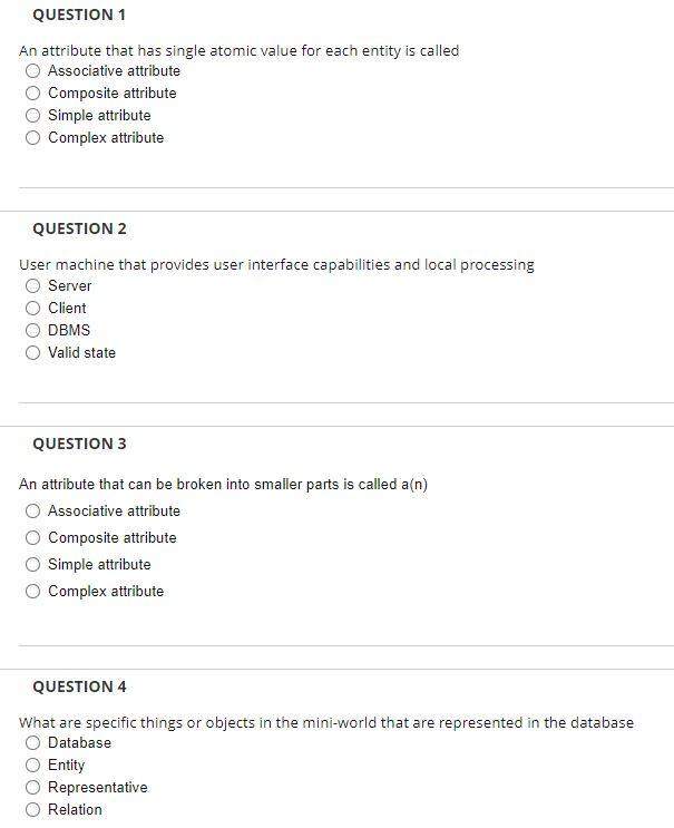 Solved An attribute that has single atomic value for each | Chegg.com