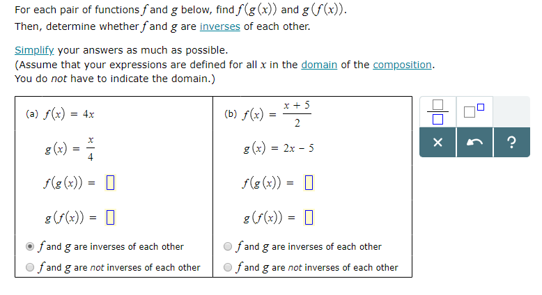 Solved For each pair of functions fand g below, find f(g(x)) | Chegg.com