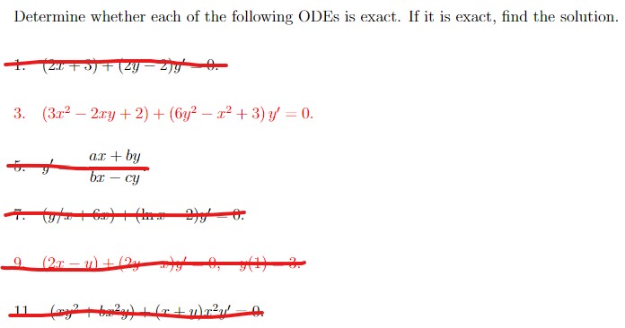 Solved Determine whether each of the following ODEs is | Chegg.com