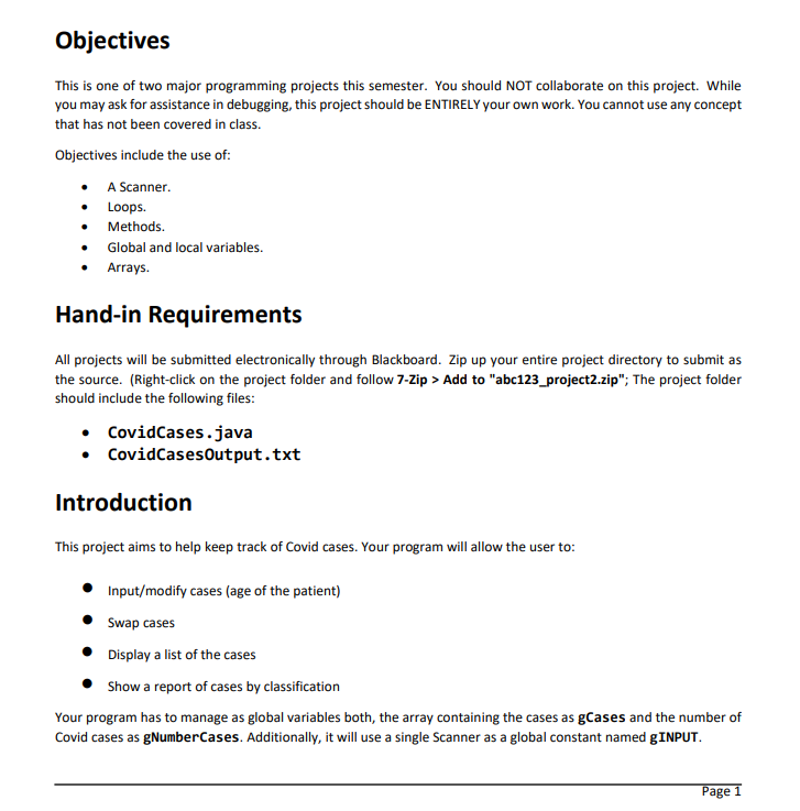 Objectives This is one of two major programming | Chegg.com