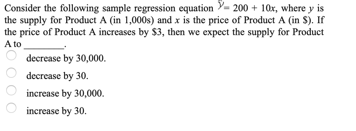Solved Consider the following sample regression equation V= | Chegg.com