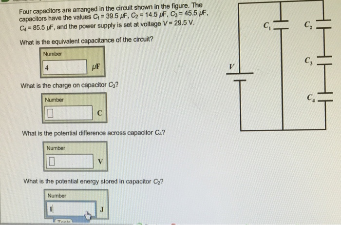 Solved Four capacitors are arranged in the circuit shown in | Chegg.com