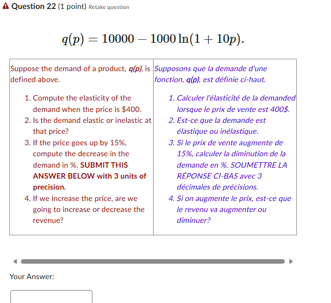 Solved Question 22 (1 ﻿point) ﻿Retake | Chegg.com