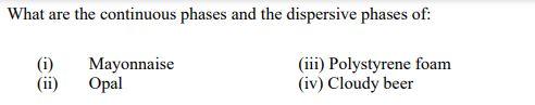 Solved What are the continuous phases and the dispersive | Chegg.com