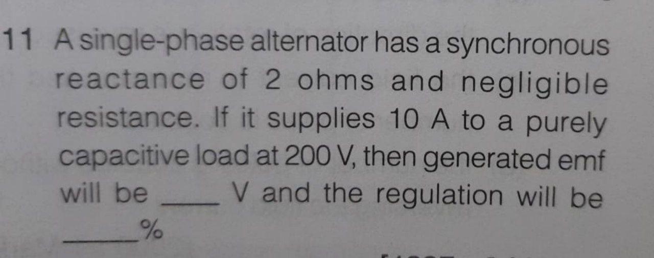 Solved 11 A single-phase alternator has a synchronous | Chegg.com