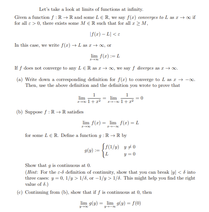 Solved Let's take a look at limits of functions at infinity. | Chegg.com
