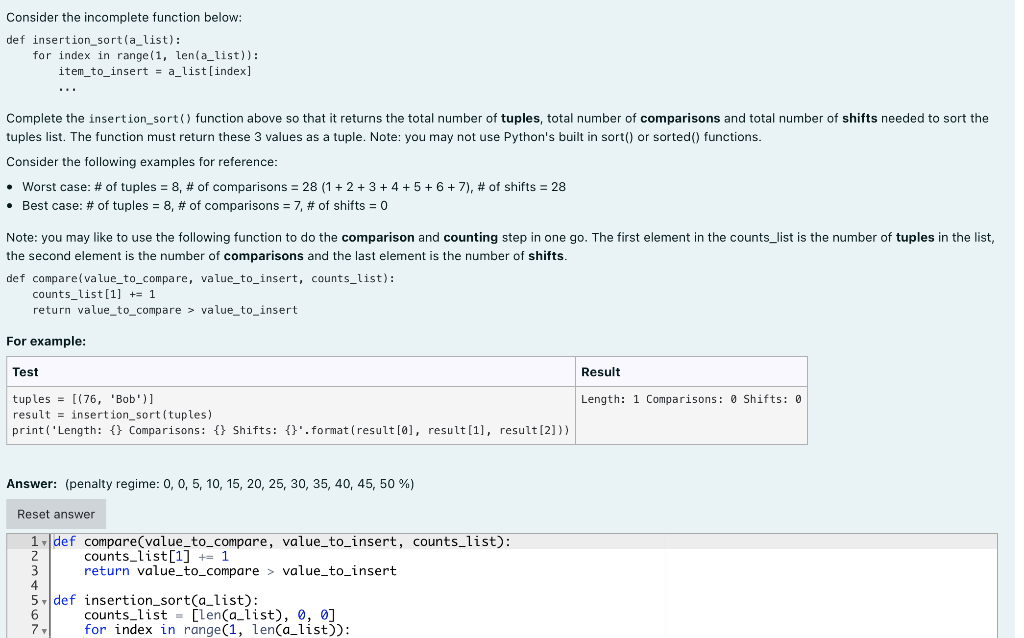 Solved Consider the incomplete function below: def | Chegg.com
