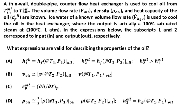 Solved A thin-wall, double-pipe, counter flow heat exchanger | Chegg.com