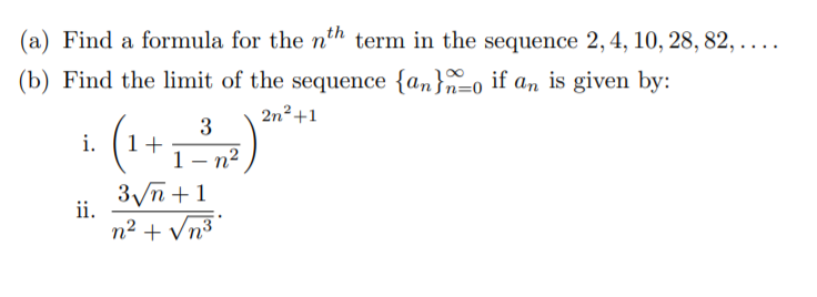 Solved (a) Find a formula for the nth term in the sequence | Chegg.com