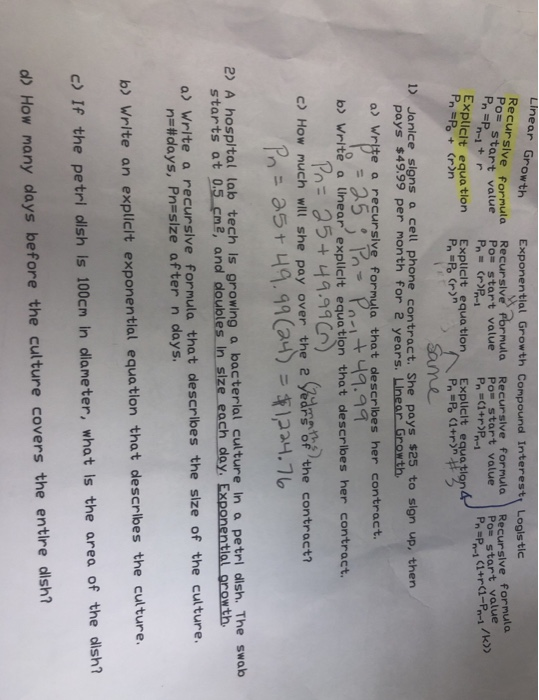 Solved LInear rowth Exponential Growth Compound Interest | Chegg.com