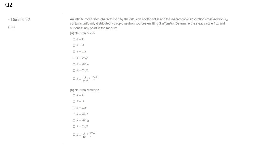 Solved A point source emits S neutrons per second | Chegg.com