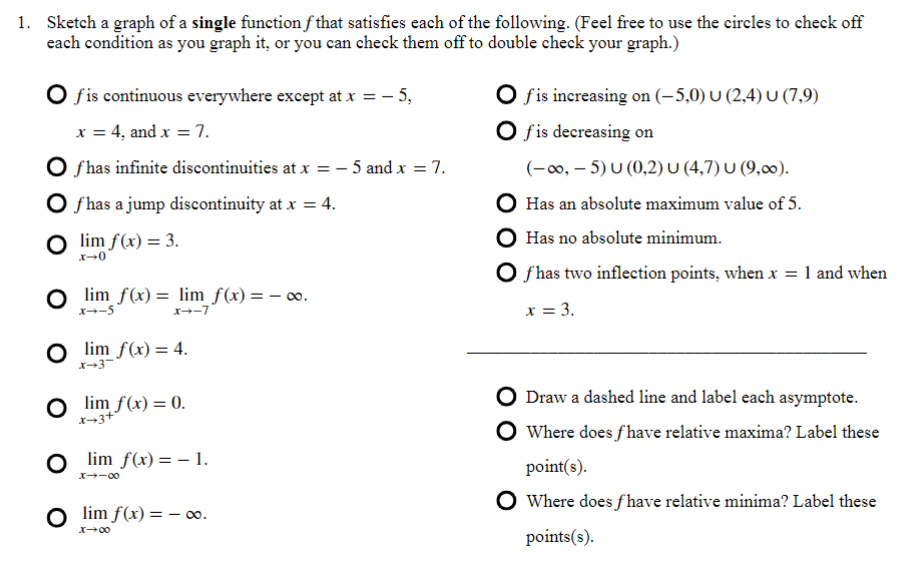 Solved Sketch a graph of a single function f ﻿that satisfies | Chegg.com