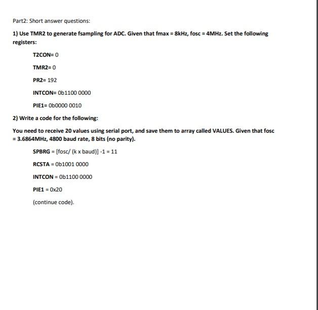 Part2: Short answer questions: 1) Use TMR2 to | Chegg.com