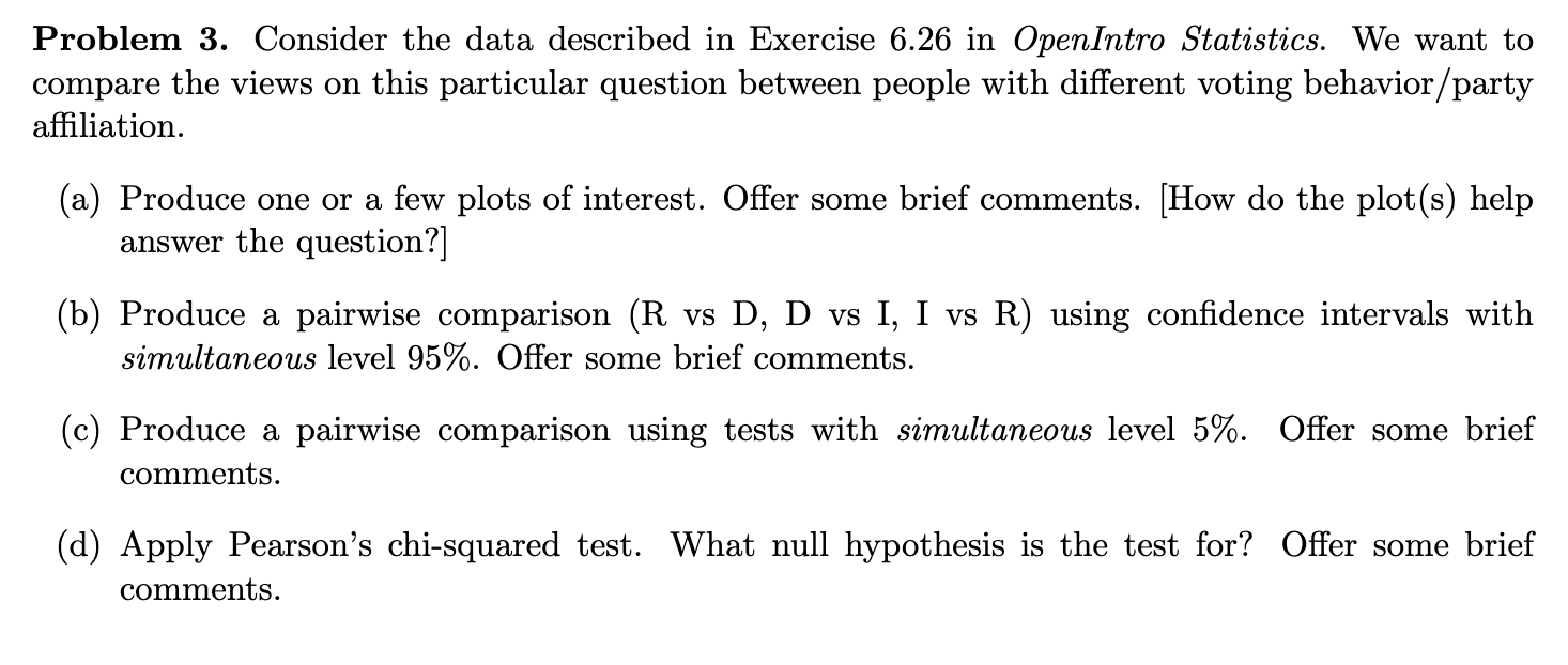 Solved Problem 3. Consider the data described in Exercise | Chegg.com