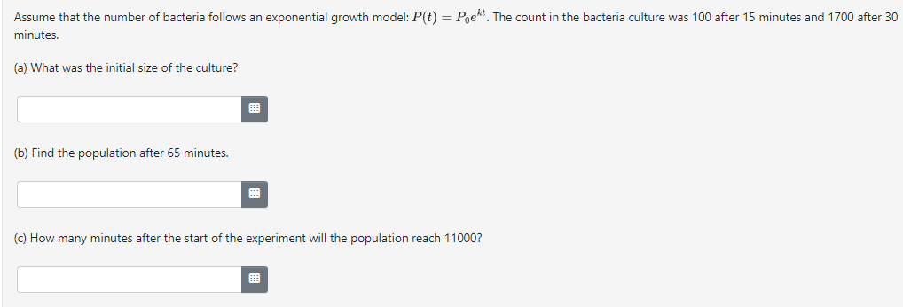 Solved Assume that the number of bacteria follows an | Chegg.com