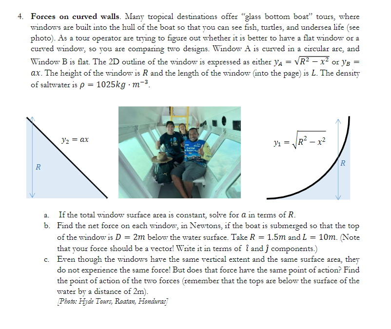 Solved Forces on curved walls. Many tropical destinations | Chegg.com