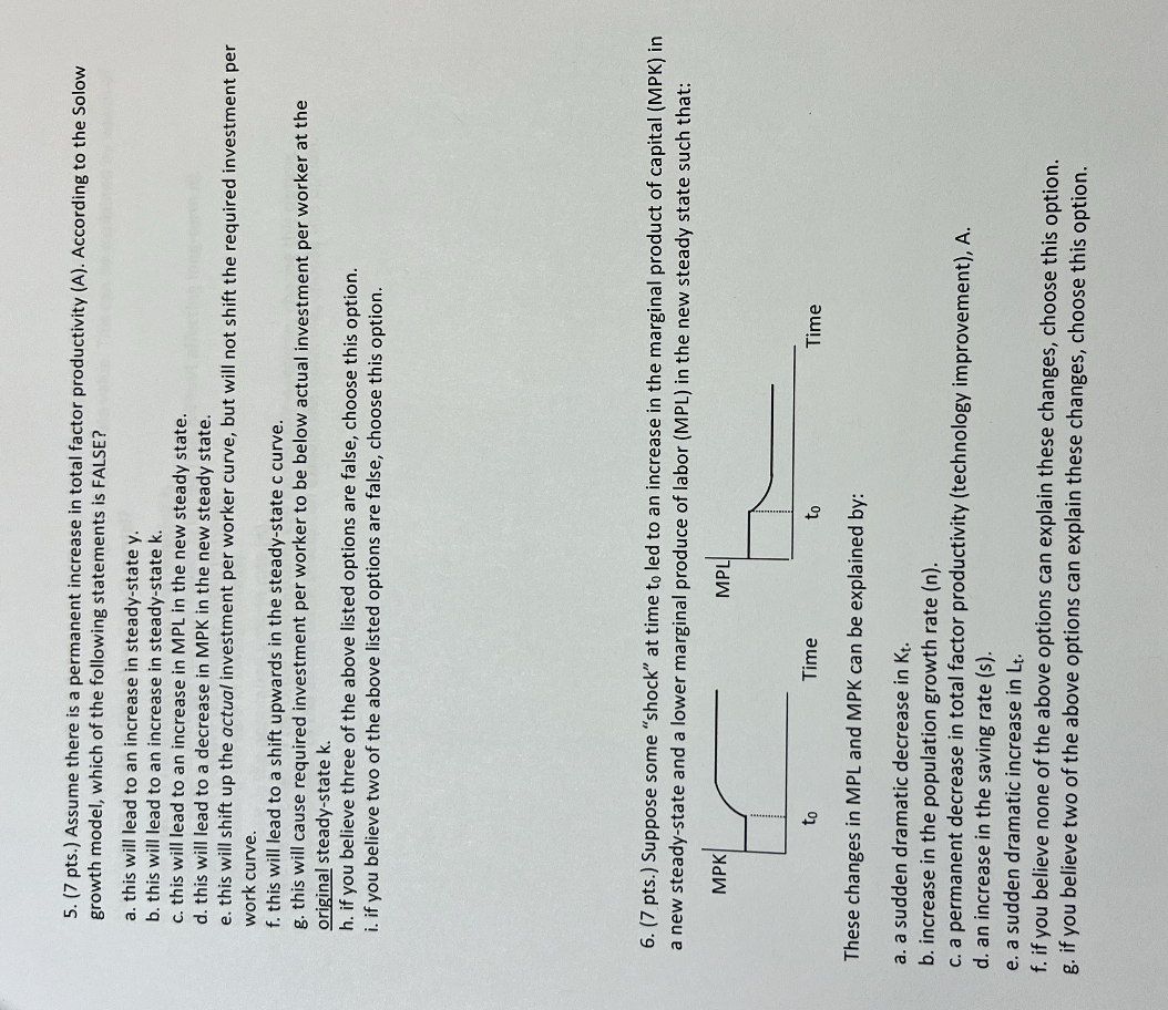 Solved (7 ﻿pts.) ﻿Assume there is a permanent increase in | Chegg.com
