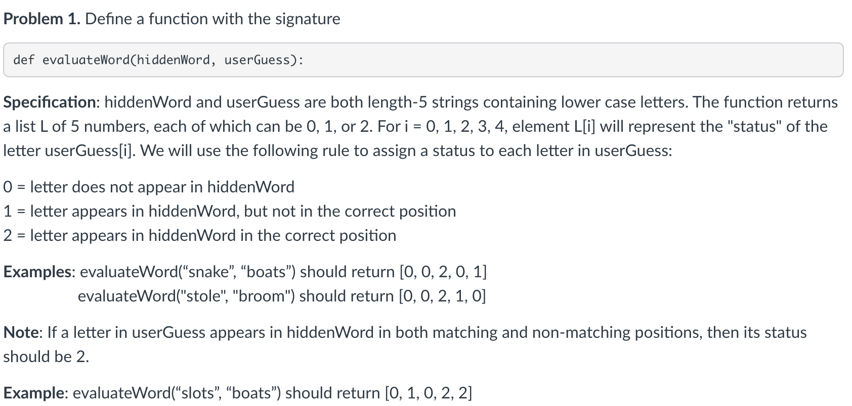 Solved Specification: hiddenWord and userGuess are both | Chegg.com