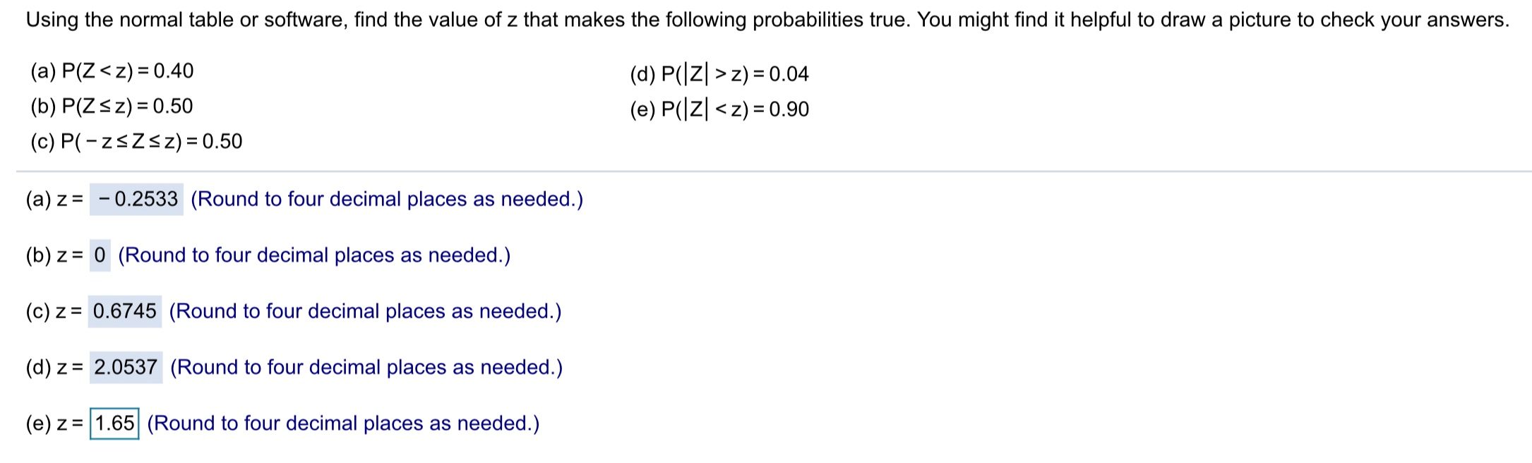 Solved Using the normal table or software, find the value | Chegg.com