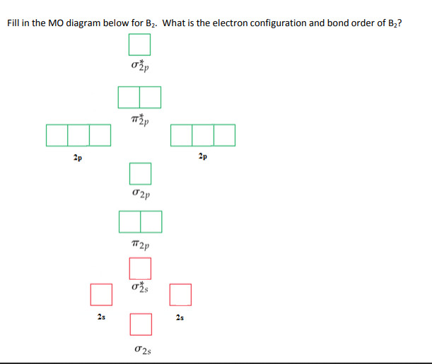 Solved Fill in the MO diagram below for B2. What is the | Chegg.com