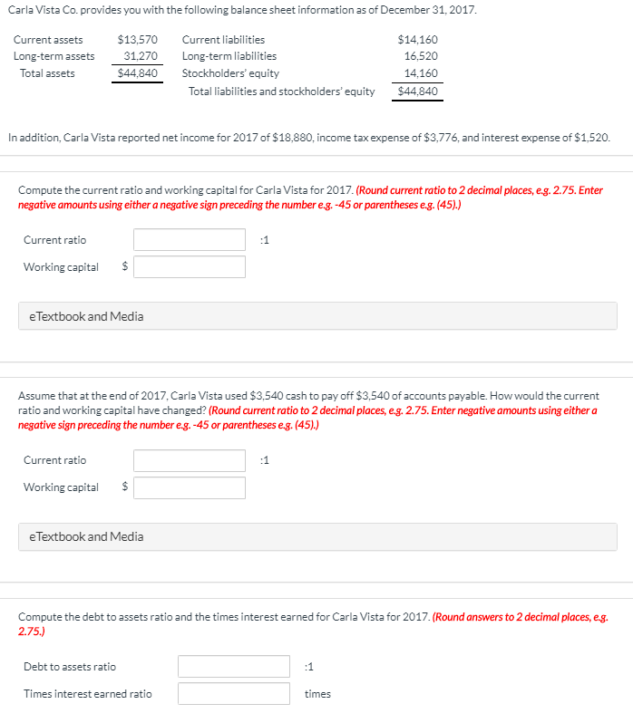 Solved Carla Vista Co provides you with the following | Chegg.com