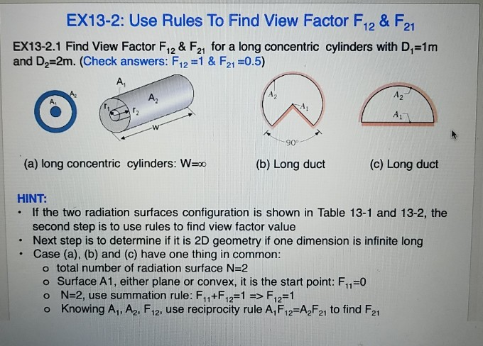 Solved EX13-2: Use Rules To Find View Factor F12 & F21 | Chegg.com