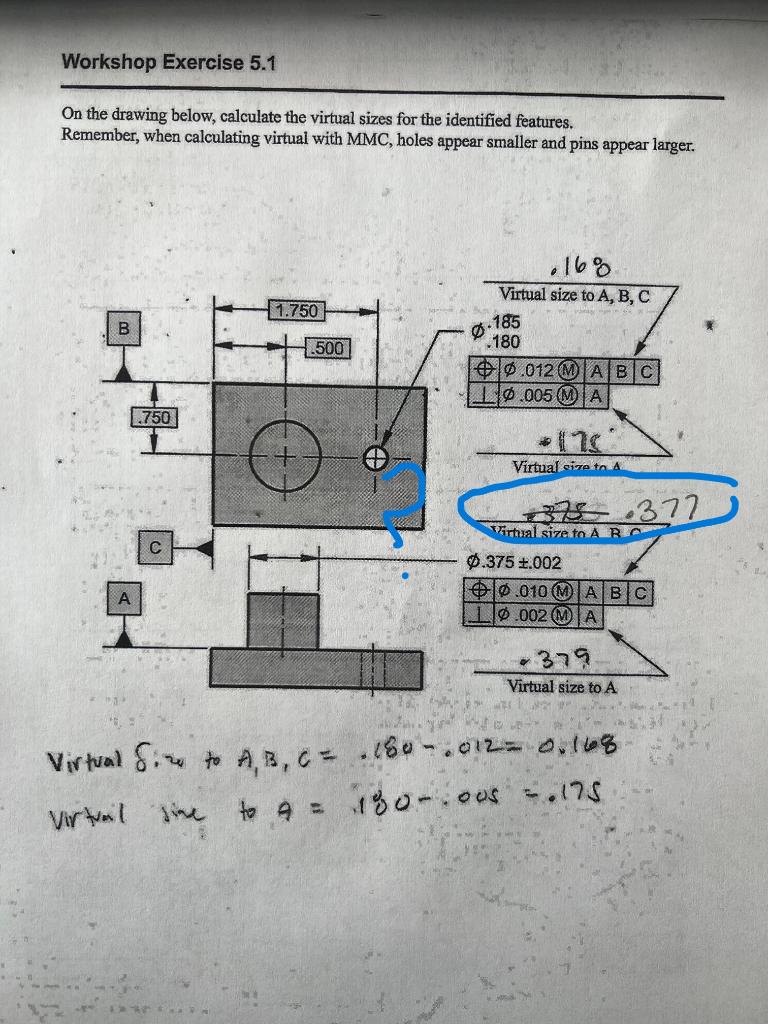 Solved On the drawing below, calculate the virtual sizes for | Chegg.com