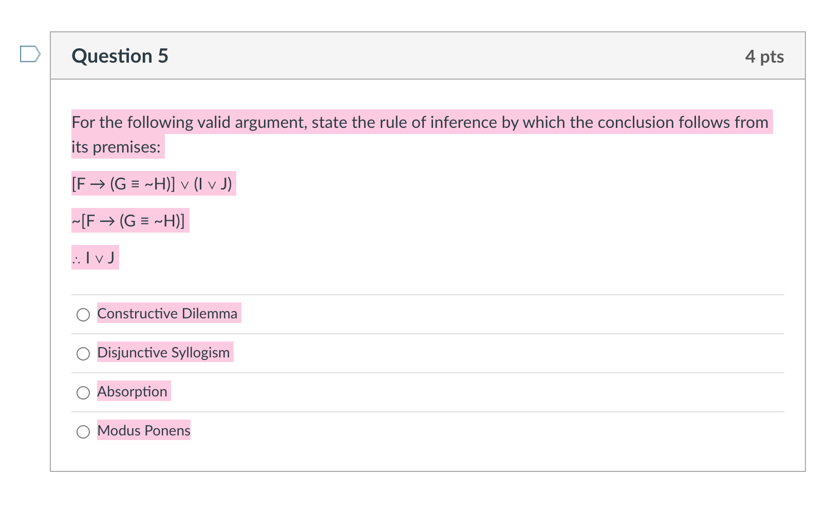 For the following valid argument, state the rule of | Chegg.com