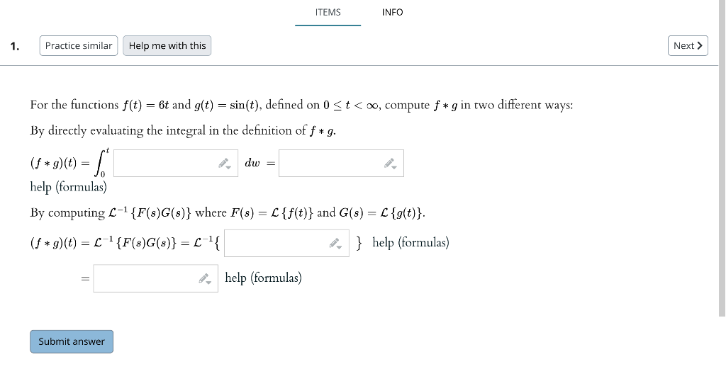 Solved For the functions f(t)=6t and g(t)=sin(t), defined on | Chegg.com