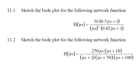 Solved 11.1 Sketch the bode plot for the following network | Chegg.com