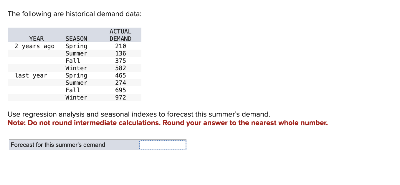 Solved The following are historical demand data: Use | Chegg.com Solved The following are historical demand data: Use | Chegg.com