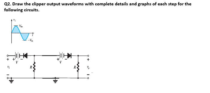 Solved Q2. Draw the clipper output waveforms with complete | Chegg.com