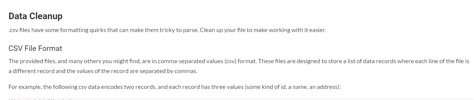Solved Data Cleanup .csv files have some formatting quirks | Chegg.com