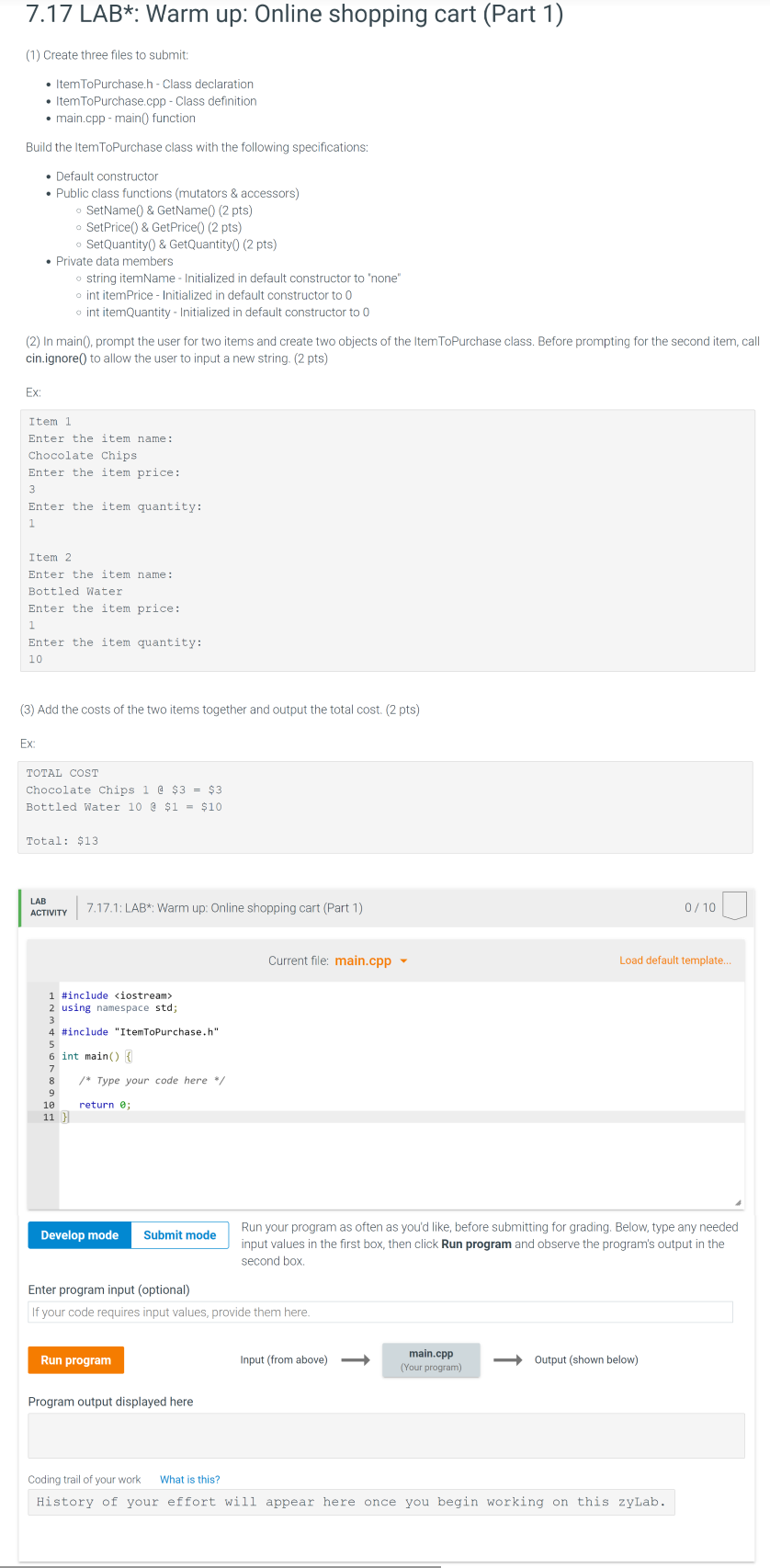 Solved Need help on this assignment in C++. Please provide | Chegg.com