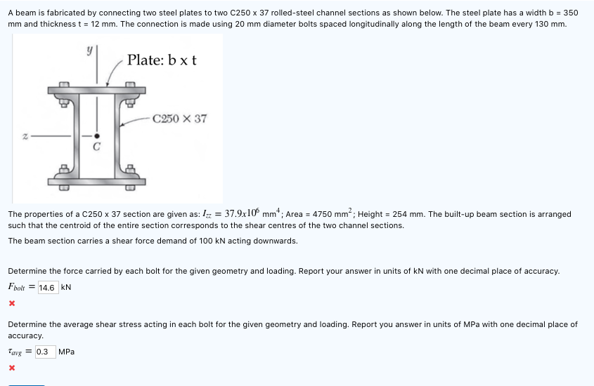 Solved A beam is fabricated by connecting two steel plates | Chegg.com
