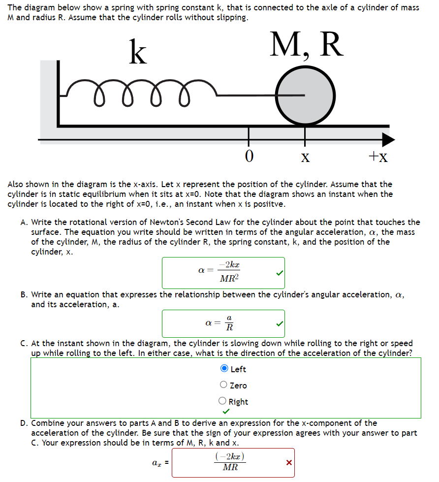 Solved The diagram below show a spring with spring constant | Chegg.com
