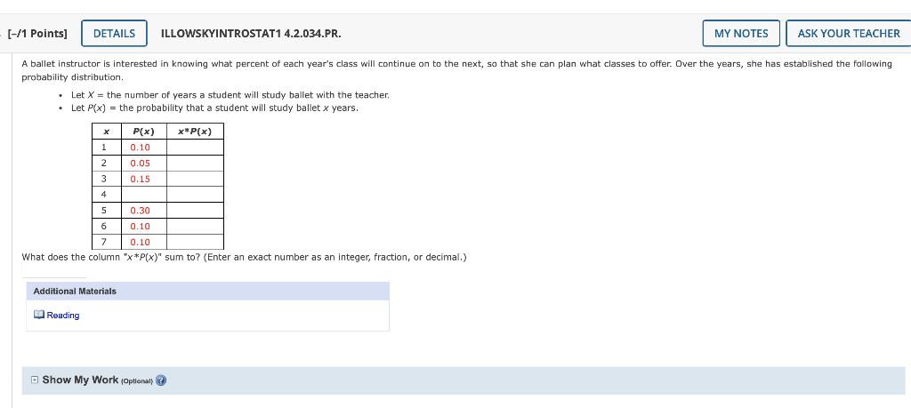 Solved (-/1 Points) DETAILS ILLOWSKYINTROSTAT1 4.2.034.PR. | Chegg.com