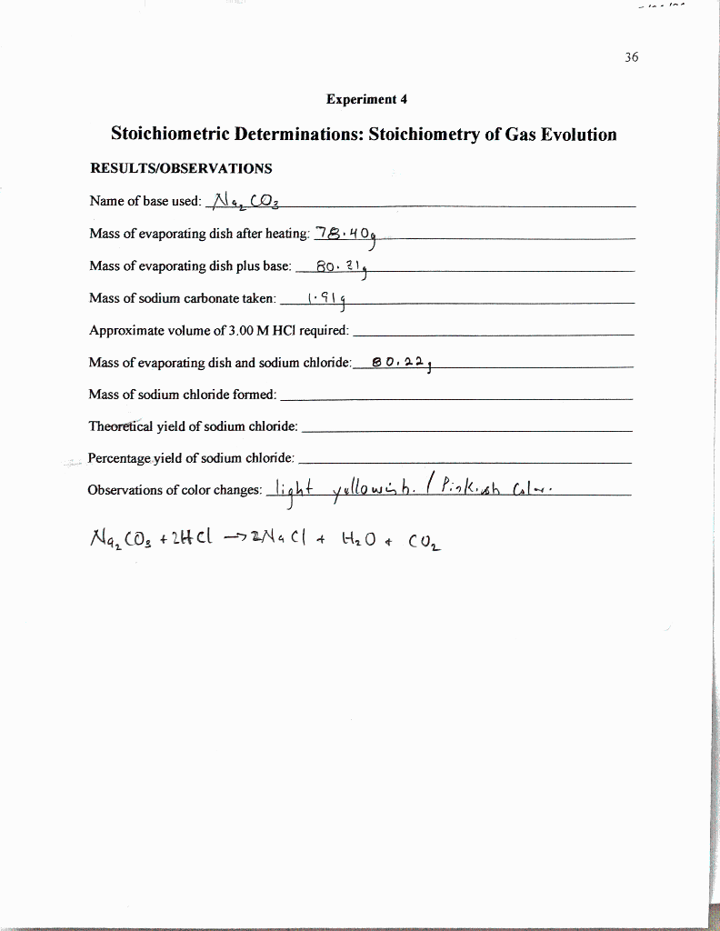 Solved 36 Experiment 4 Stoichiometric Determinations: | Chegg.com