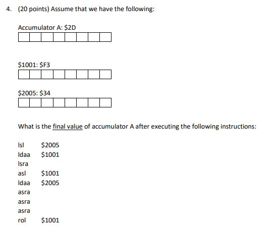 Solved 4. ( 20 points) Assume that we have the following: | Chegg.com