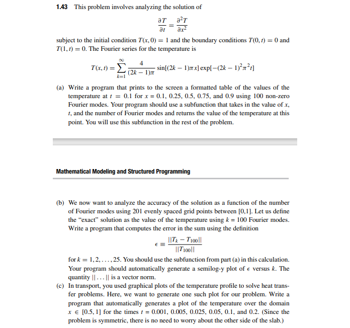 Solved 1.43 This problem involves analyzing the solution of | Chegg.com