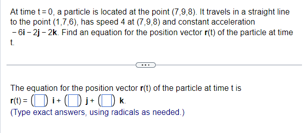 Solved At time t=0, a particle is located at the point | Chegg.com