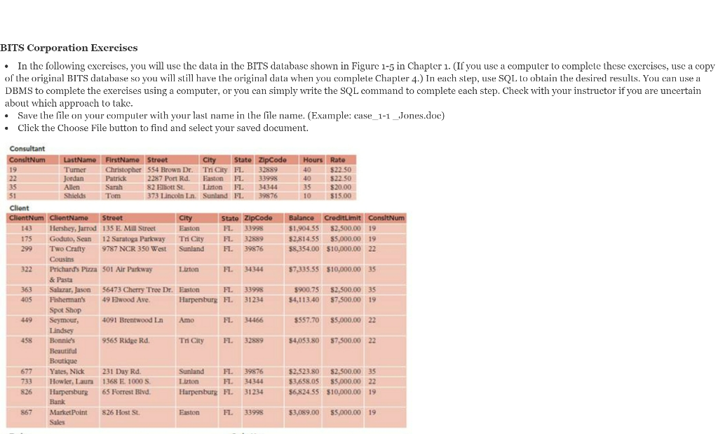 Solved BITS Corporation Exercises - In the following | Chegg.com