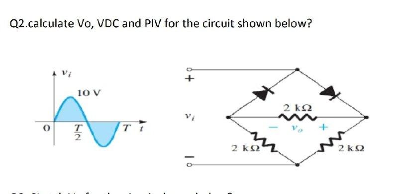 Solved Q2.calculate Vo, VDC and PIV for the circuit shown | Chegg.com