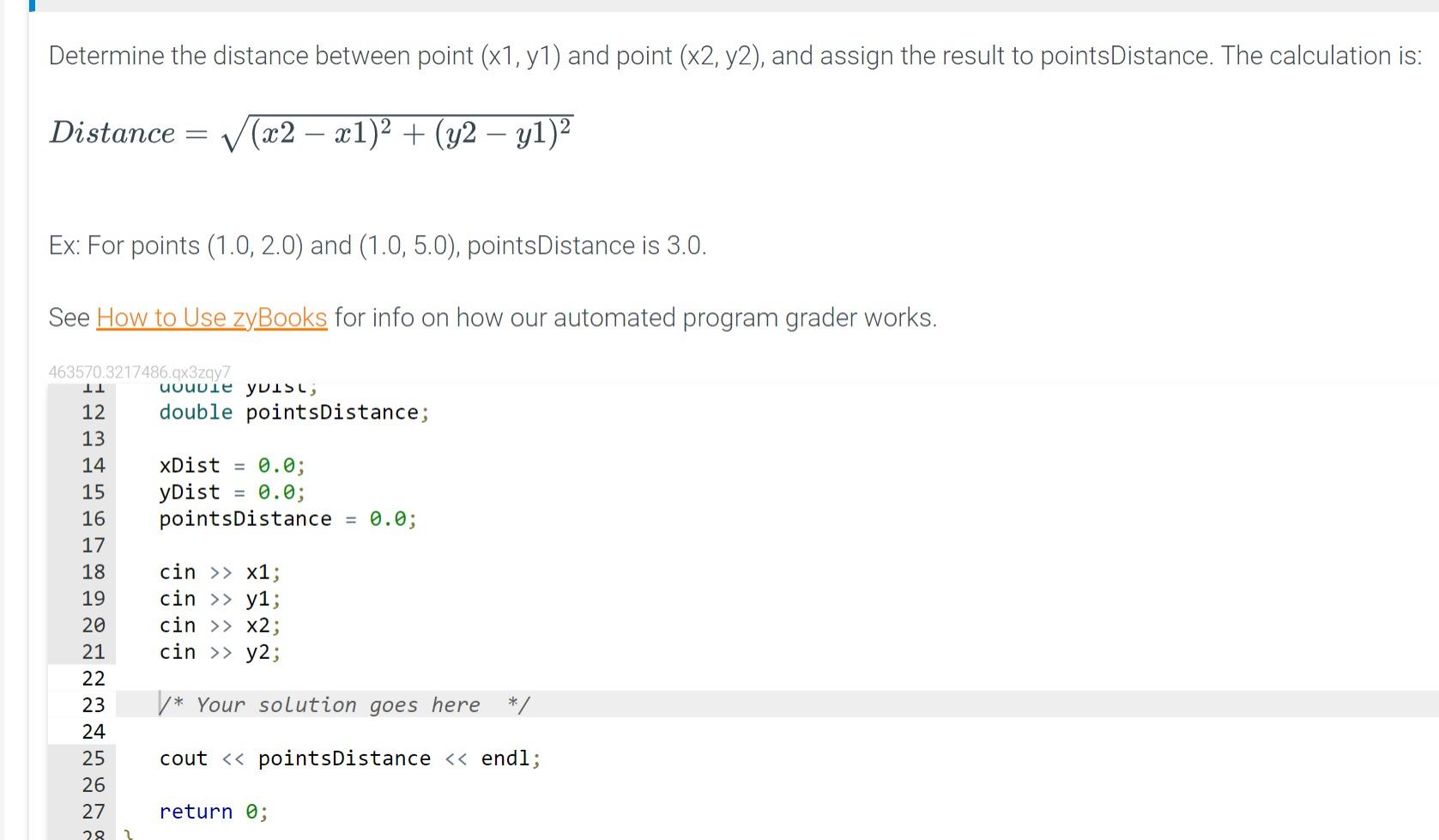 Solved Determine The Distance Between Point X1y1 And 